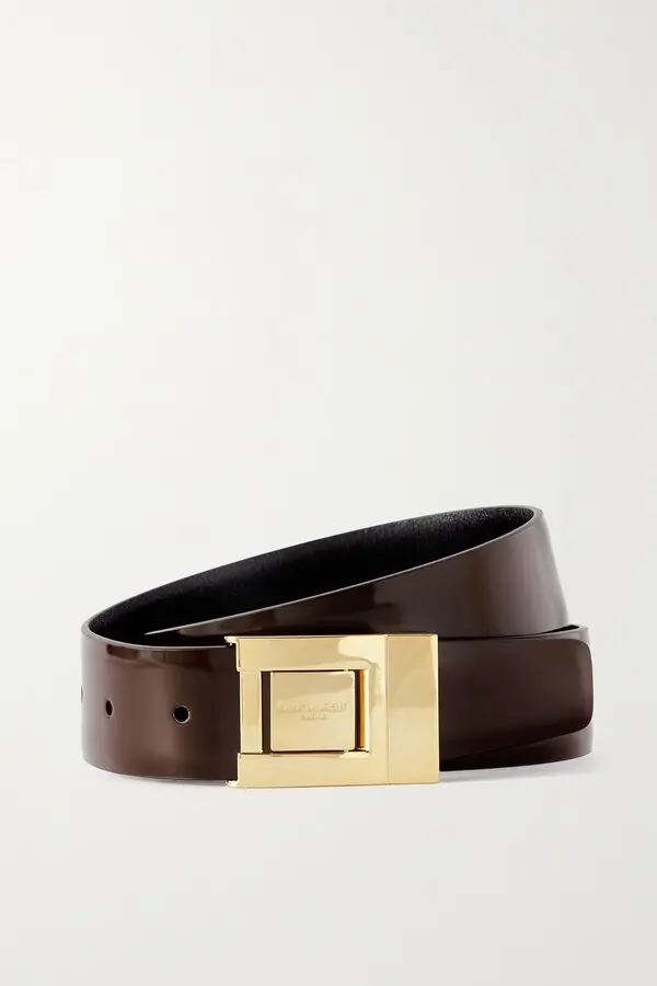 Saint Laurent Glossed-leather Skinny Belt