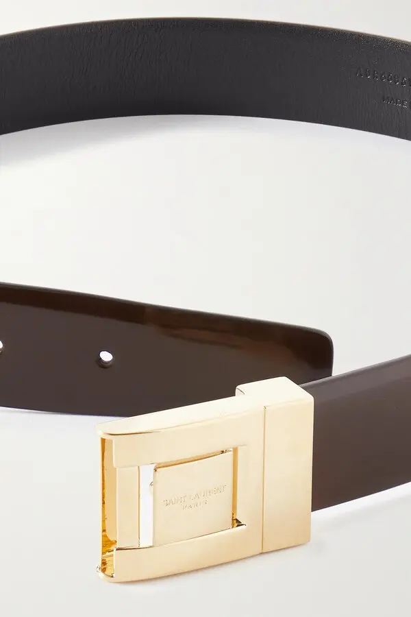 Saint Laurent Glossed-leather Skinny Belt
