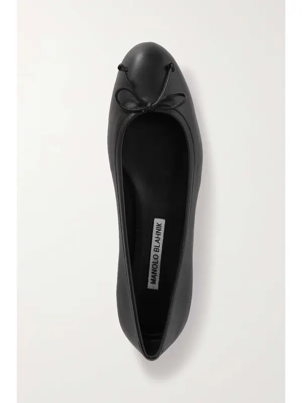 Manolo Blahnik Veralli Leather Ballet Flats - Black