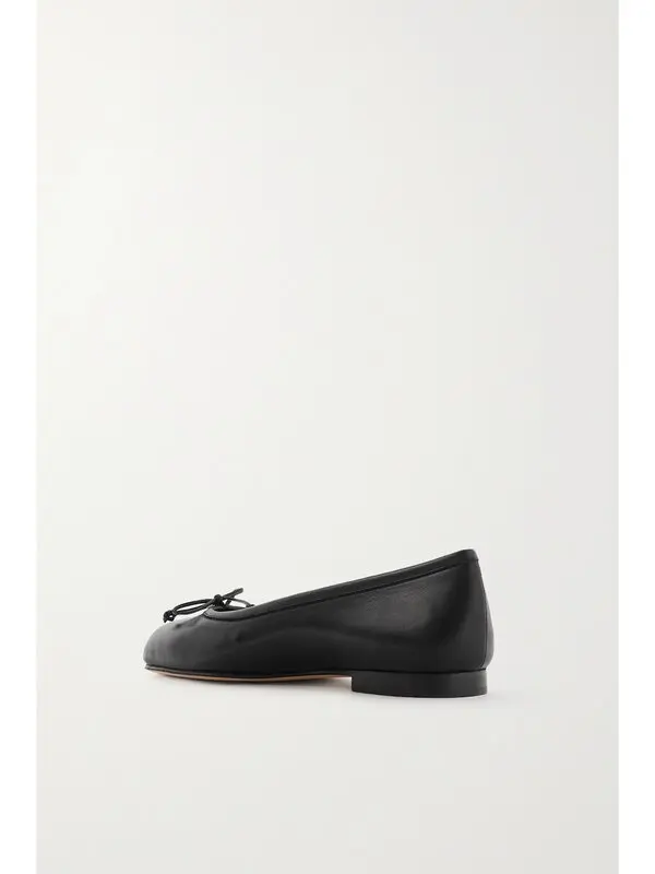 Manolo Blahnik Veralli Leather Ballet Flats - Black