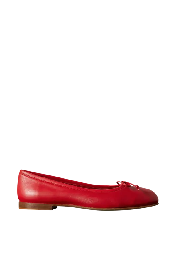 Manolo Blahnik Veralli Leather Ballet Flats - Red
