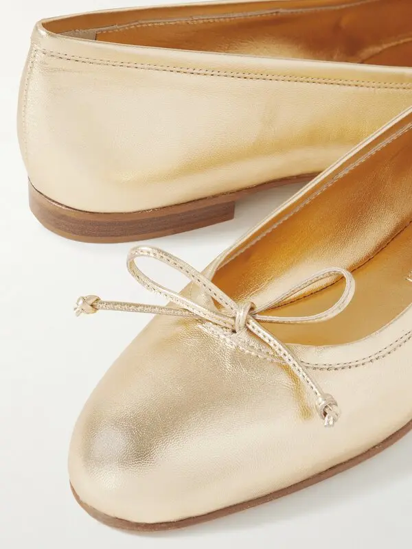 Manolo Blahnik Veralli Metallic Leather Ballet Flats - Gold