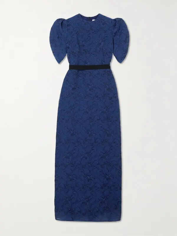 Erdem Belted Metallic Cloqué Gown