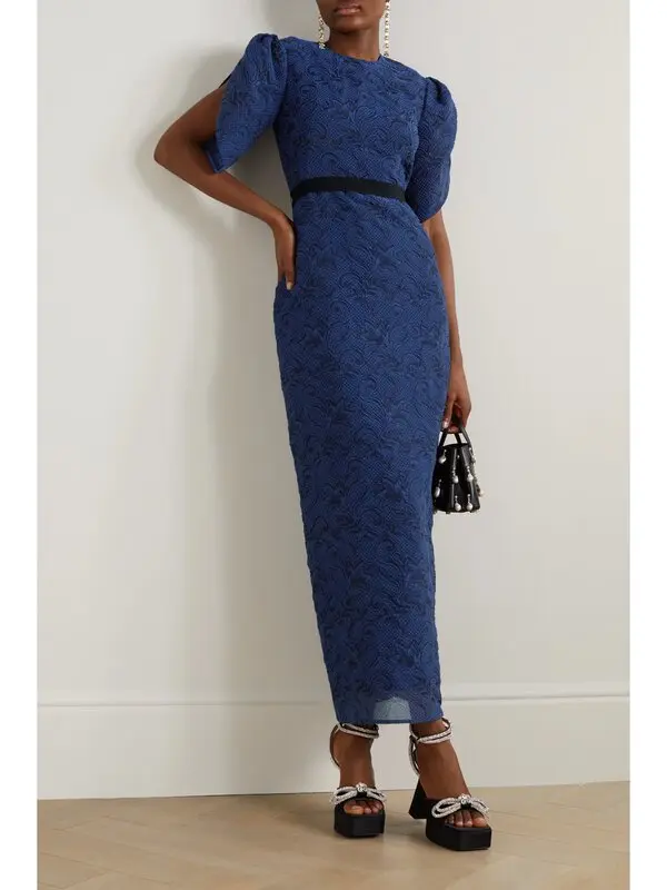 Erdem Belted Metallic Cloqué Gown