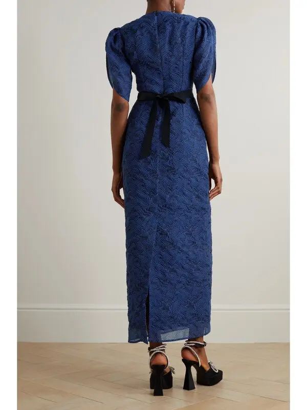 Erdem Belted Metallic Cloqué Gown