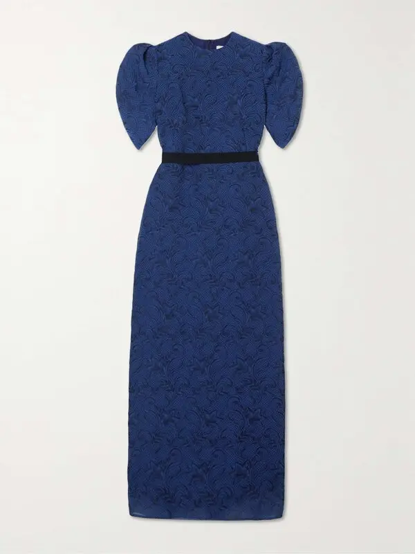 Erdem Belted Metallic Cloqué Gown