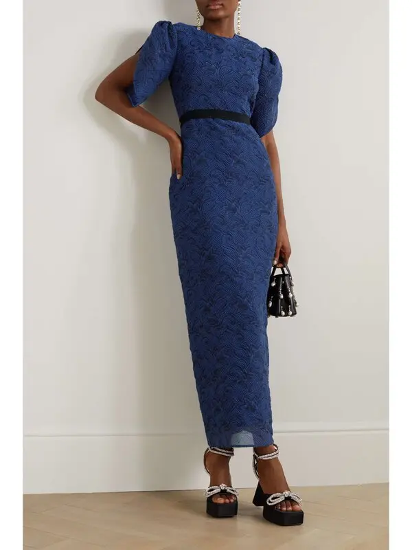 Erdem Belted Metallic Cloqué Gown