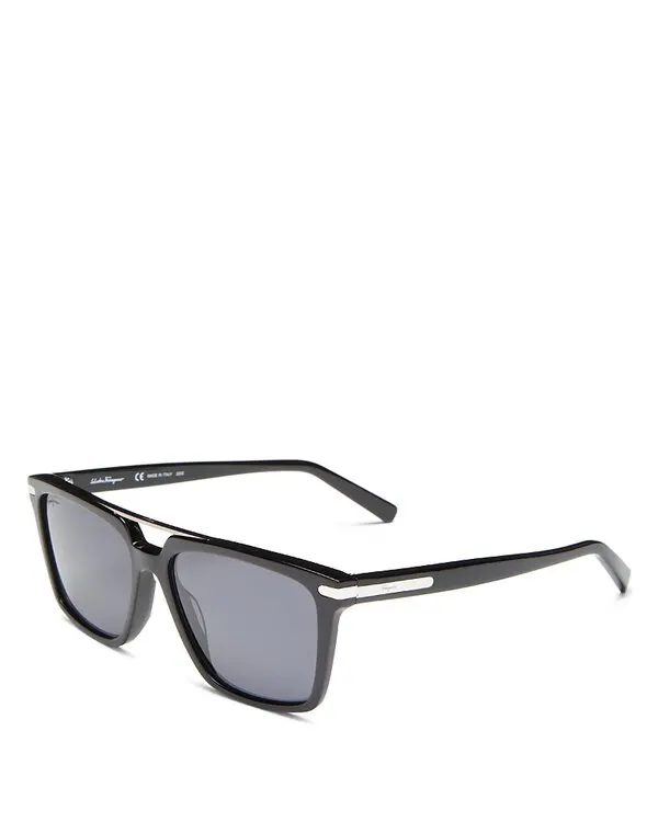 FERRAGAMO Square Sunglasses, 57mm - Black/blue