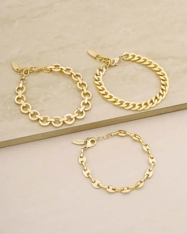 Ettika 18k -plated Link Bracelet Set