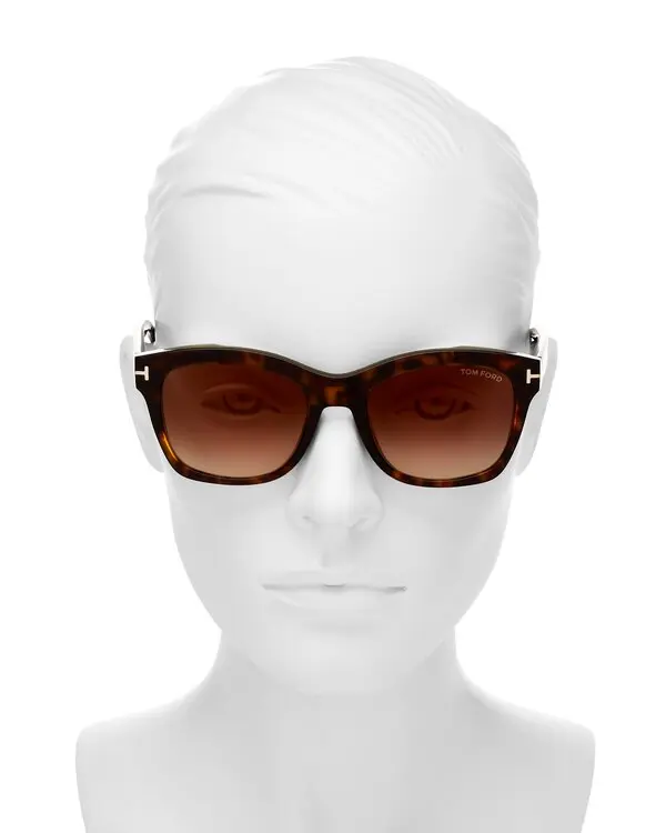 Tom Ford Lauren Square Sunglasses, 52mm - Dark Havana/Brown  display picture 2