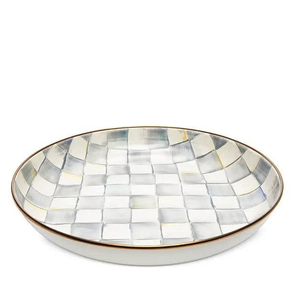 MACKENZIE-CHILDS Sterling Check Enamel Abundant Bowl - Gray/white