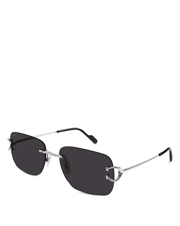 Cartier Signature C Rectangular Sunglasses - Silver/black Solid
