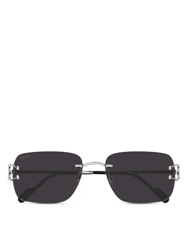 Cartier Signature C Rectangular Sunglasses - Silver/black Solid