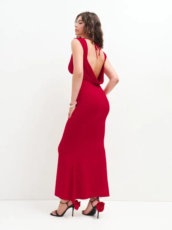 REFORMATION Seona Knit Maxi Dress - Red