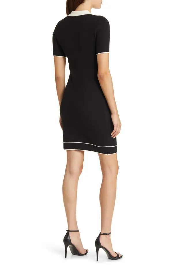 Zoe And Claire Contrast Mini Sweater Dress In Black - 60% Off | Editorialist