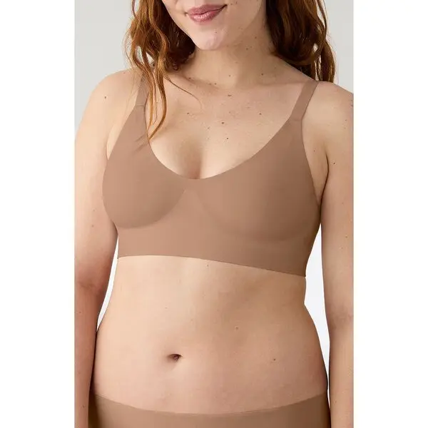 TRUE & CO Soft Form V-neck Adjustable Strap Bralette - Bronzed