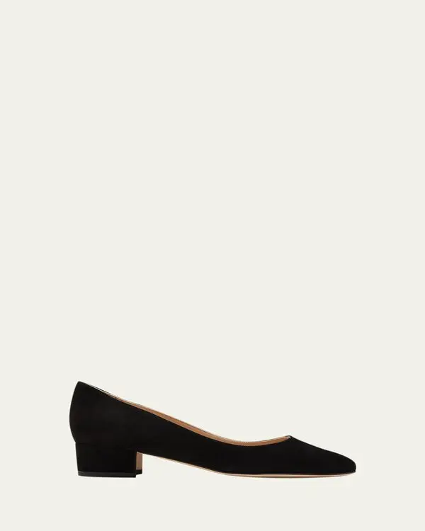 Manolo Blahnik Lista Suede Pumps - Black