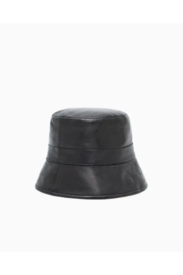 Giorgio Armani Reversible Nappa-leather Cloche Hat - Black