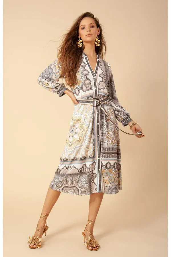 Hale Bob Belina Jersey Midi Shirt Dress