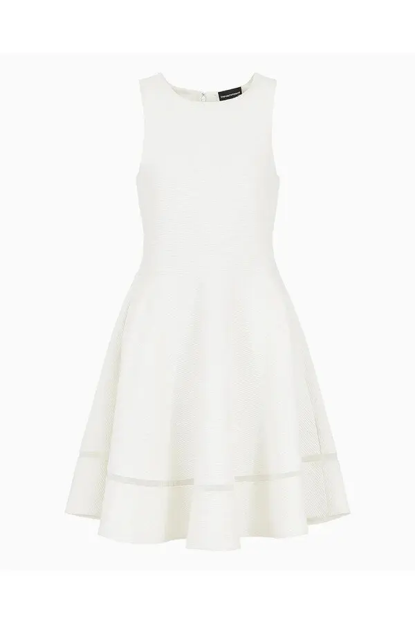 Emporio Armani Ottoman Jersey Flared Dress - White