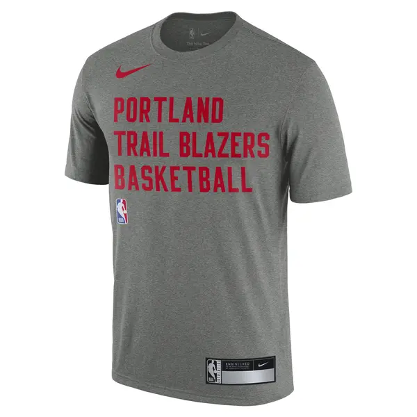 Nike Portland Trail Blazers Dri-Fit Nba Practice T-Shirt In Grey