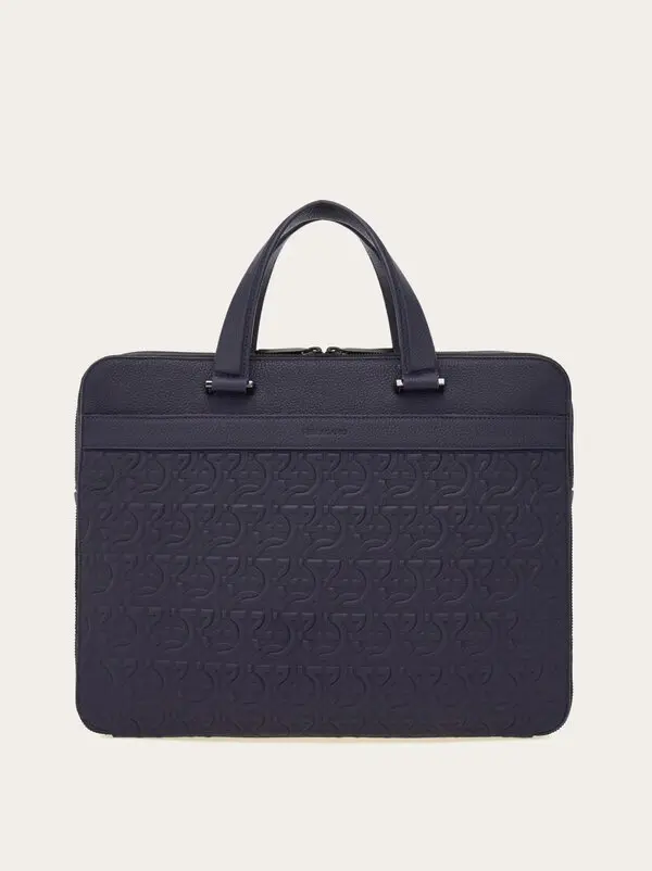FERRAGAMO Embossed Gancini Briefcase - Blue