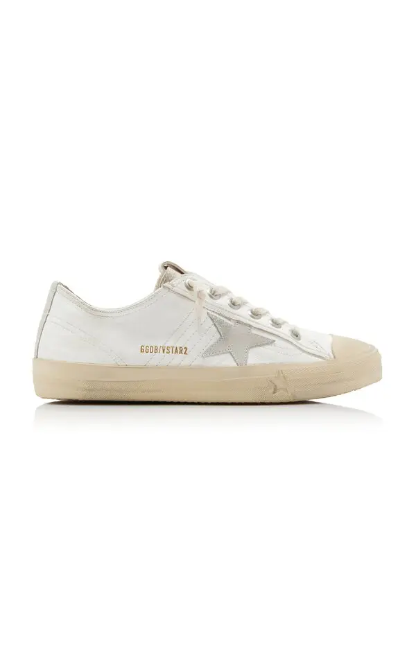 GOLDEN GOOSE V-star 2 Suede-trimmed Leather Sneakers - White
