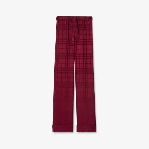 Burberry Check Silk Pyjama Trousers - Ripple Red