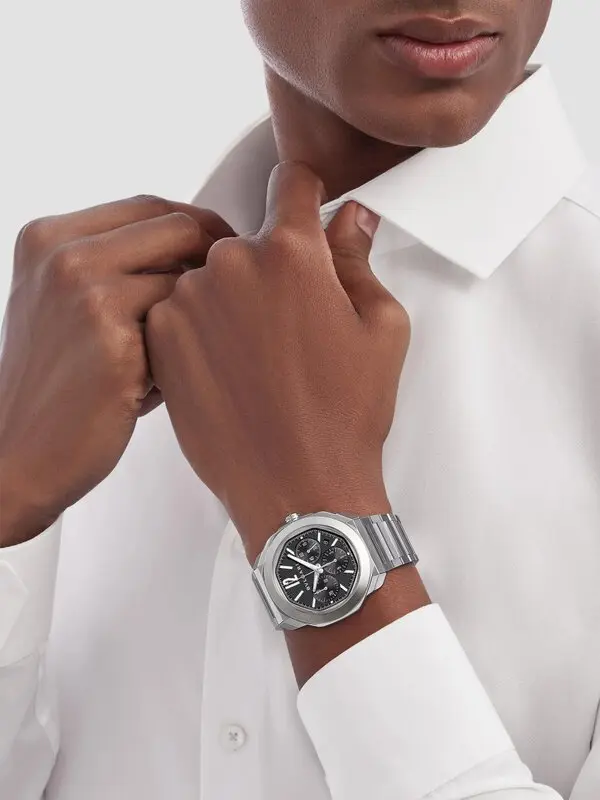 BVLGARI Octo Roma Stainless Steel Chronograph Bracelet Watch