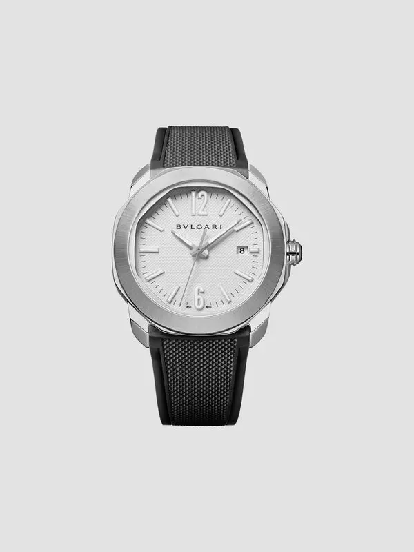 BVLGARI Octo Roma Stainless Steel & Rubber Strap Watch