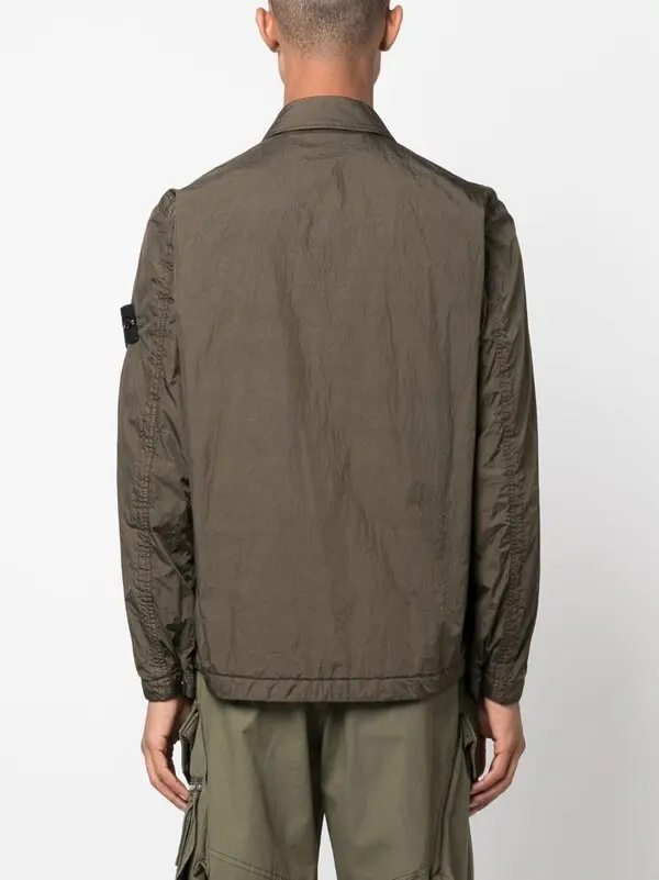 Stone Island Compass-patch Zip-up Jacket - Green