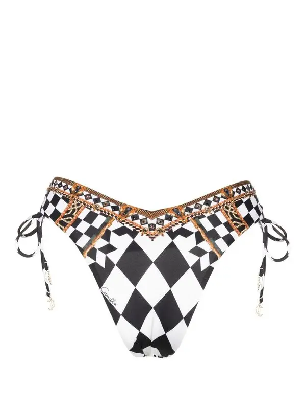 Camilla Duomo Dynasty-print High-leg Bikini Bottoms