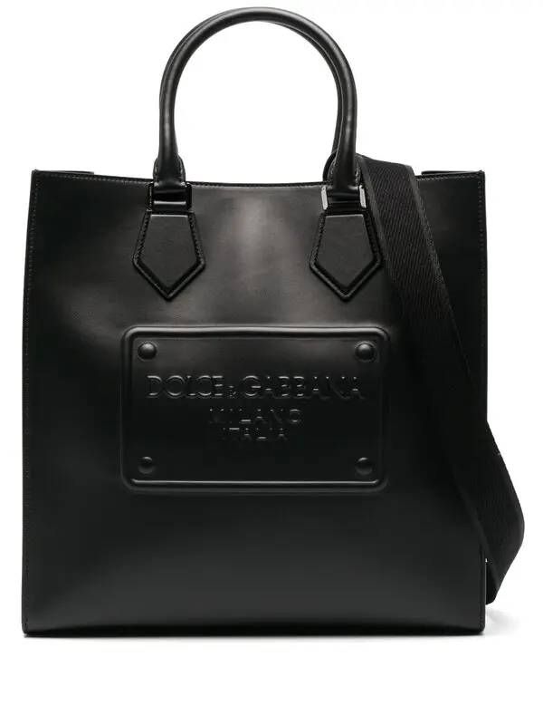 Dolce & Gabbana Logo-embossed Leather Tote - Black
