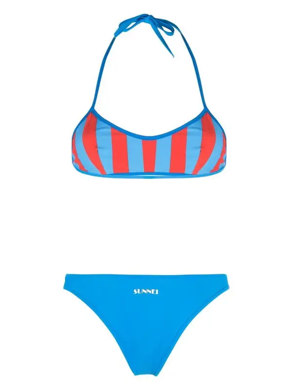 Sunnei Reversible Striped Bikini Set - Blue