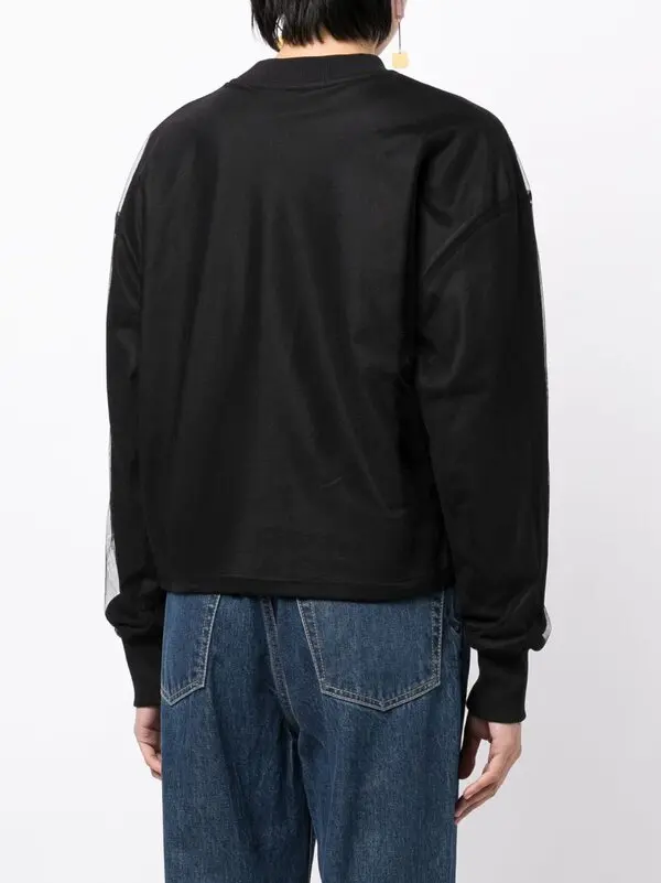 MSGM Cotton Sweatshirt With Tulle Overlay And Ruffled Detail