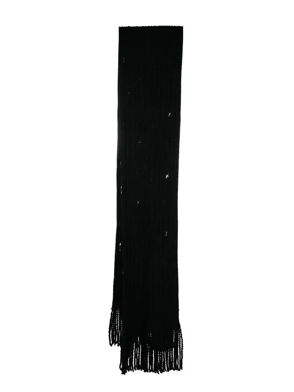 Roberto Cavalli Cable-knit Wool Scarf - Black