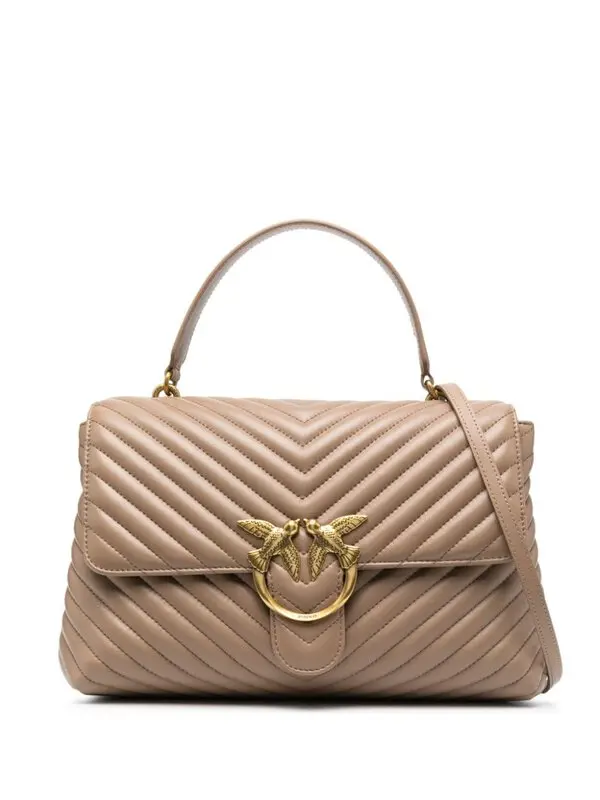 Pinko Large Love Bag Puff Chevron Quilted Nappa Leather Shoulder Bag