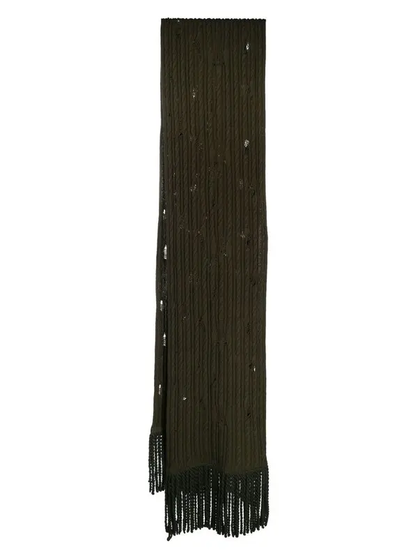 Roberto Cavalli Fringe Wool Scarf - Grey