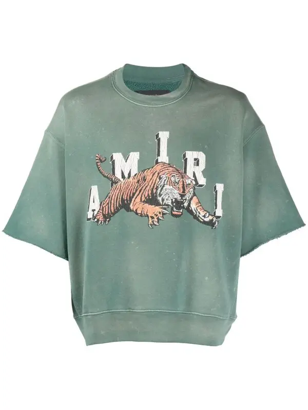 Amiri Vintage Ss Tiger-print Short-sleeve Sweatshirt