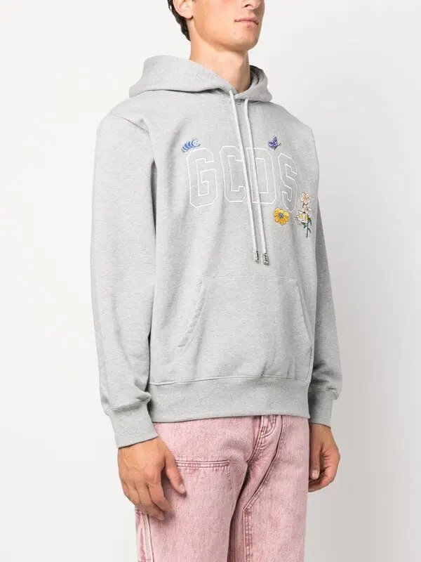 Gcds Logo-embroidered Cotton Hoodie