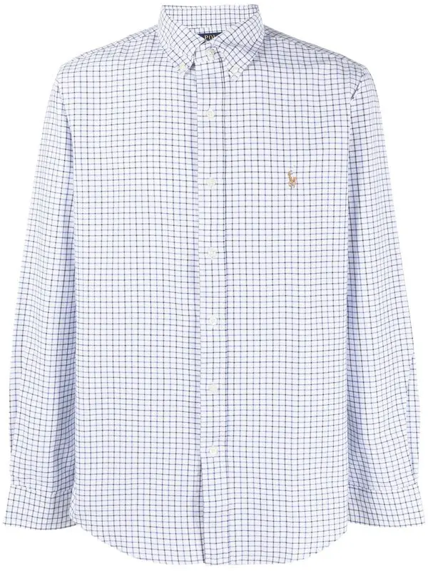 Polo Ralph Lauren Grid-pattern Logo-embroidered Cotton Shirt - White