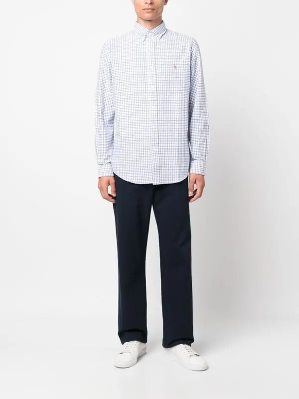 Polo Ralph Lauren Grid-pattern Logo-embroidered Cotton Shirt - White