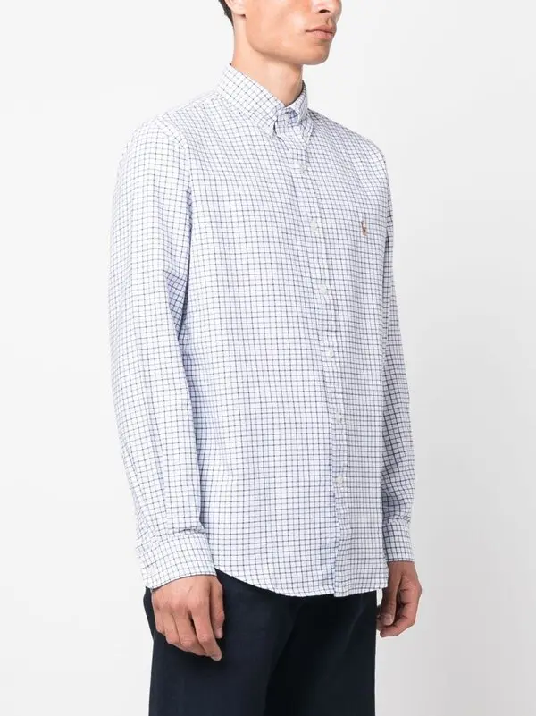 Polo Ralph Lauren Grid-pattern Logo-embroidered Cotton Shirt - White