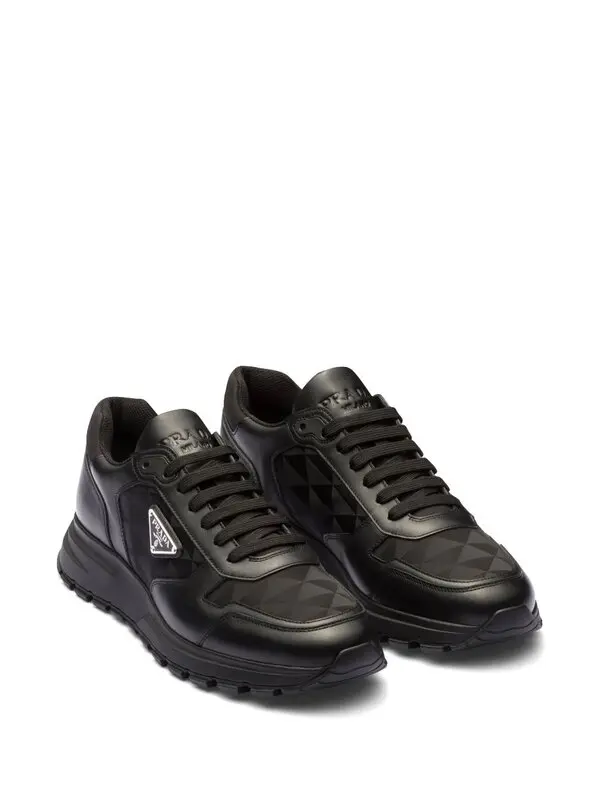 Prada Logo-jacquard Leather Sneakers