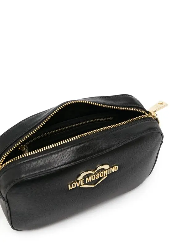 Moschino Leather Camera Bag With Logo Plaque