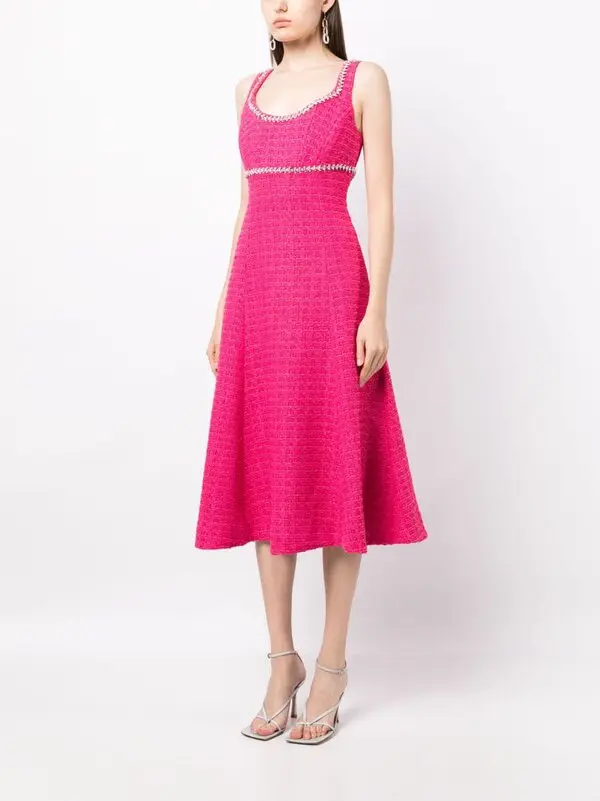 knee length dresses for ladies Pink Sequin Boucle Tailored Midi Dress  self-portrait-US