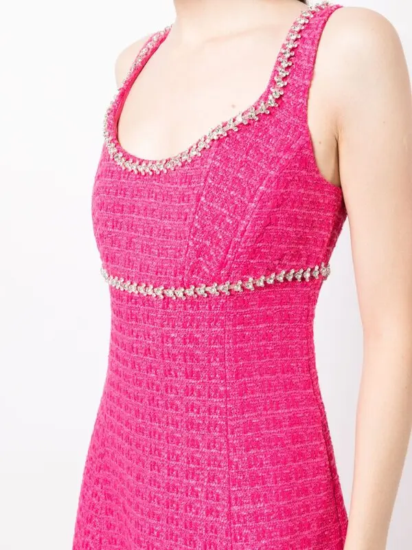 knee length dresses for ladies Pink Sequin Boucle Bow Mini Dress  self-portrait-US