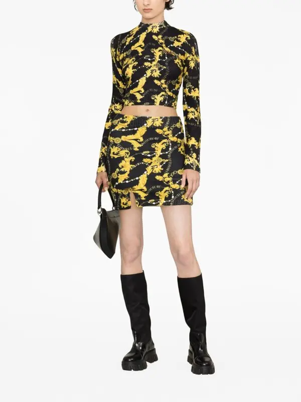 Versace Chain Couture-print Knitted Miniskirt