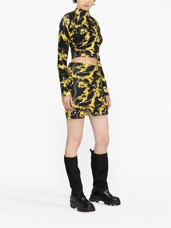 Versace Chain Couture-print Knitted Miniskirt