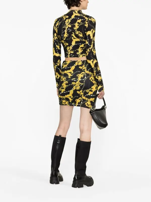 Versace Chain Couture-print Knitted Miniskirt